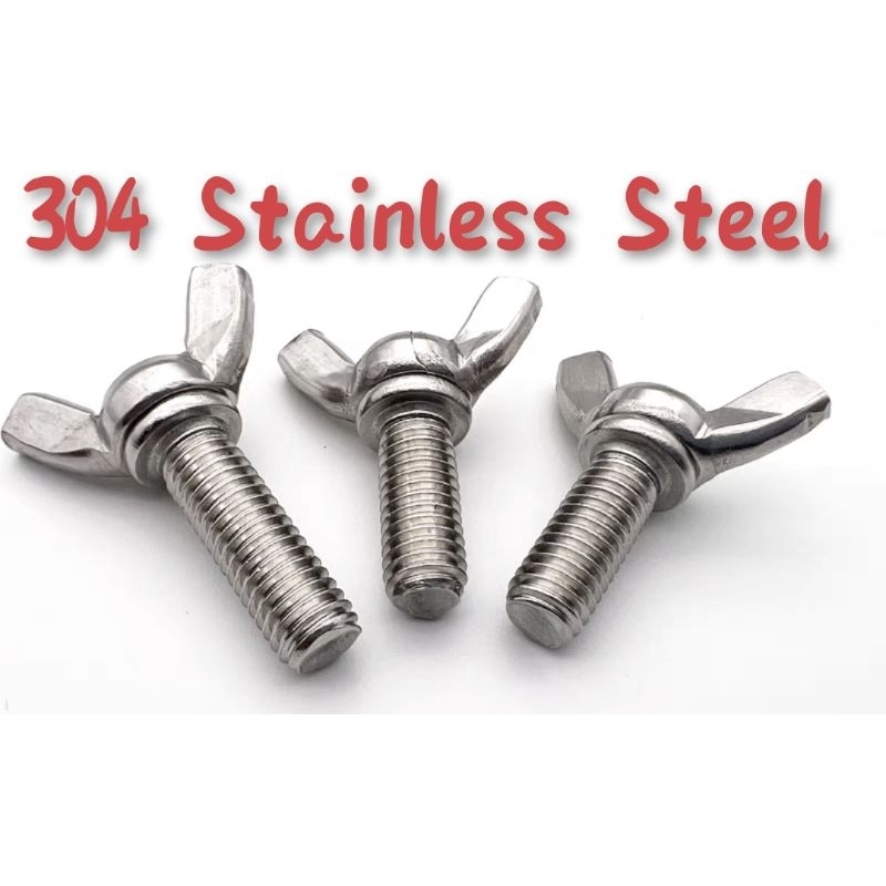304 Stainless steel twin wings bolt butterfly bolt hand screw size M4 ...