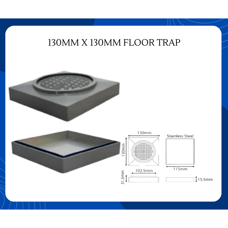 130MM X 130MM TILES INSERT FLOOR TRAP STAINLESS STEEL FLOOR GRATING ABS DISCHARGED BODY TILES ...