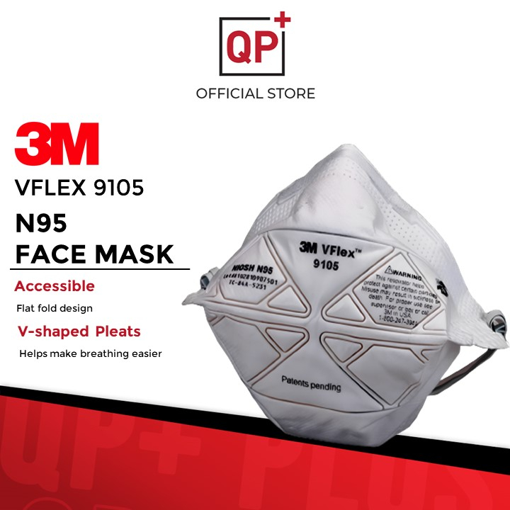 3M VFLEX 9105 N95 PARTICULATE RESPIRATOR FACE MASK MEDICAL FACE MASK ...