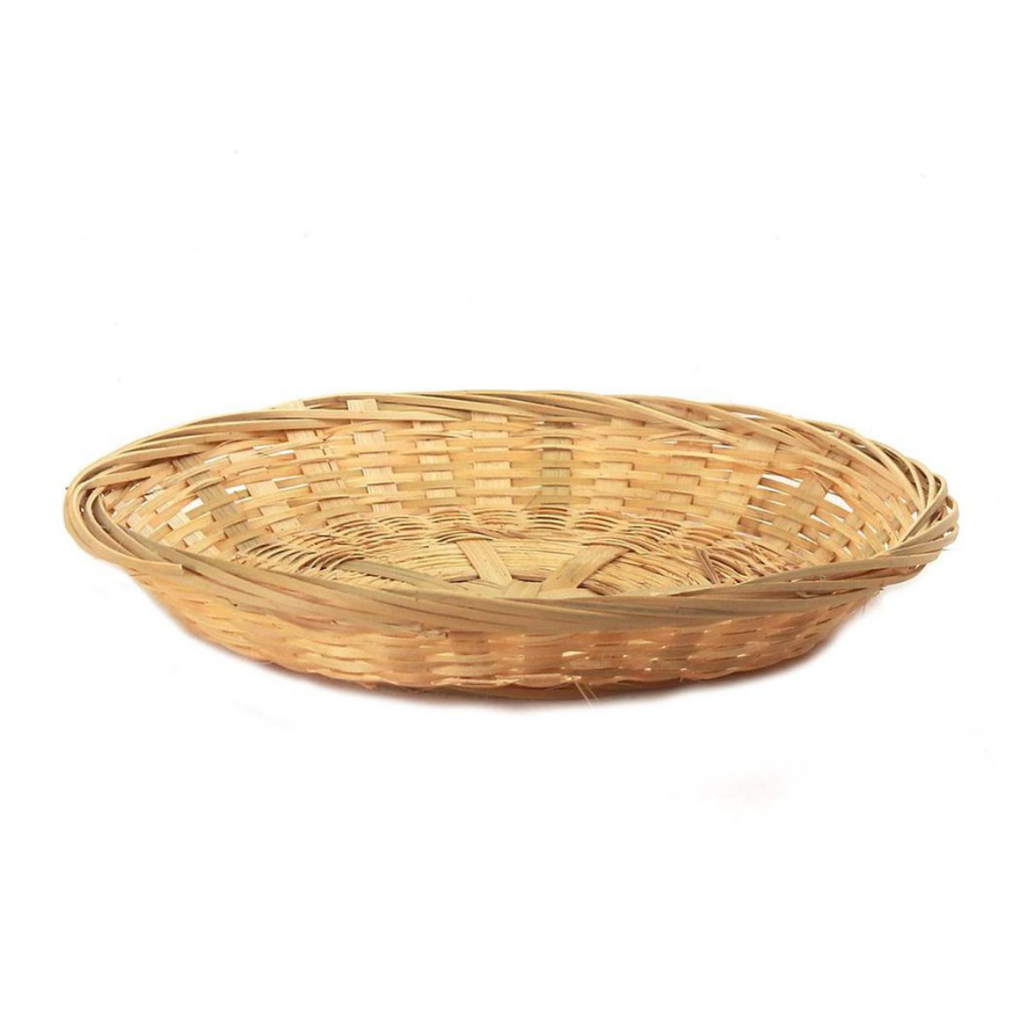 Bamboo Shallow Basket Round Rattan Bakul Rotan Bulat Raga Buluh Bread ...