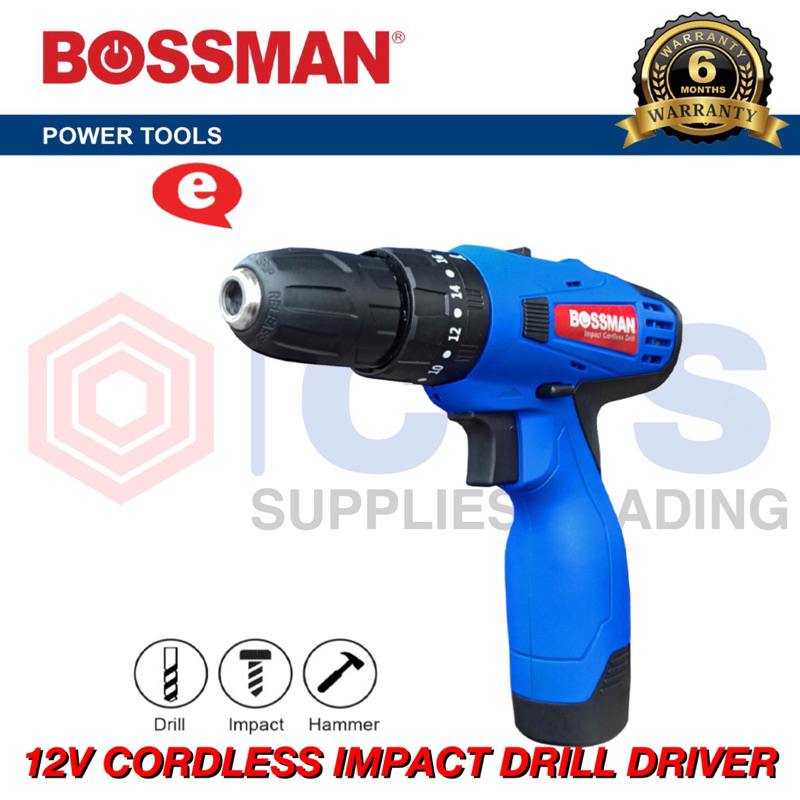(100% QUALITY) BOSSMAN BSB-120 12v CORDLESS IMPACT DRILL DRIVER 10MM 🇲🇾 ...