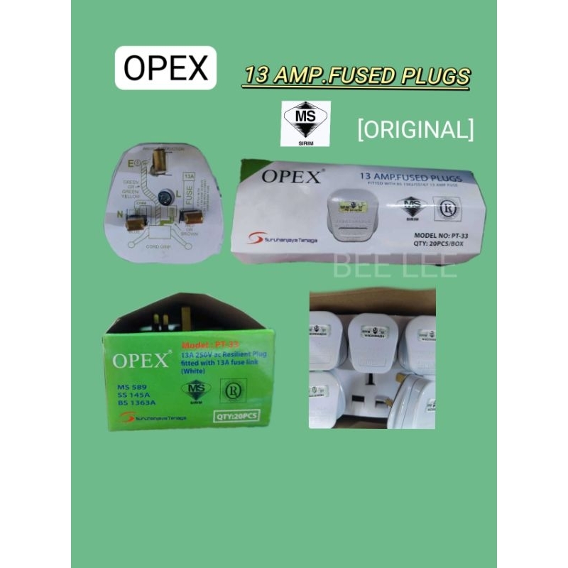 [SIRIM] OPEX 13 AMPFUSED PLUGS/ 3 Pin Plug Top / Kepala Plug Elektrik ...
