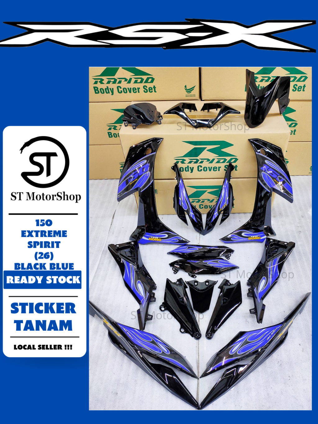 HONDA RS-X RSX 150 EXTREME SPIRIT (26) BLACK BLUE COVER SET (STICKER ...
