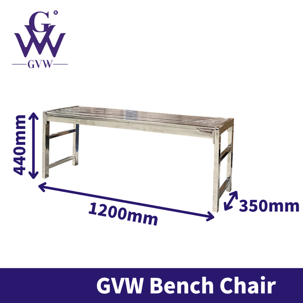 HOMEBY 【GVW 8010】 Stainless Steel Bench Chair Outdoor Garden Long Chair ...