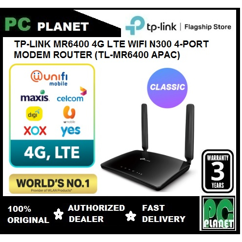 TP-LINK MR6400 4G LTE WIFI N300 4-PORT MODEM ROUTER (TL-MR6400 APAC ...