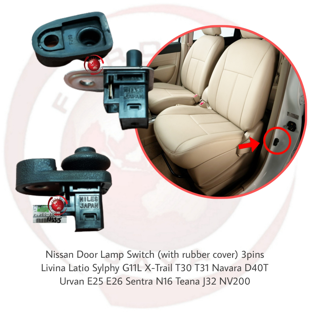 Nissan Front Door Switch with Cover 3pin Livina Latio X-Trail Sylphy ...