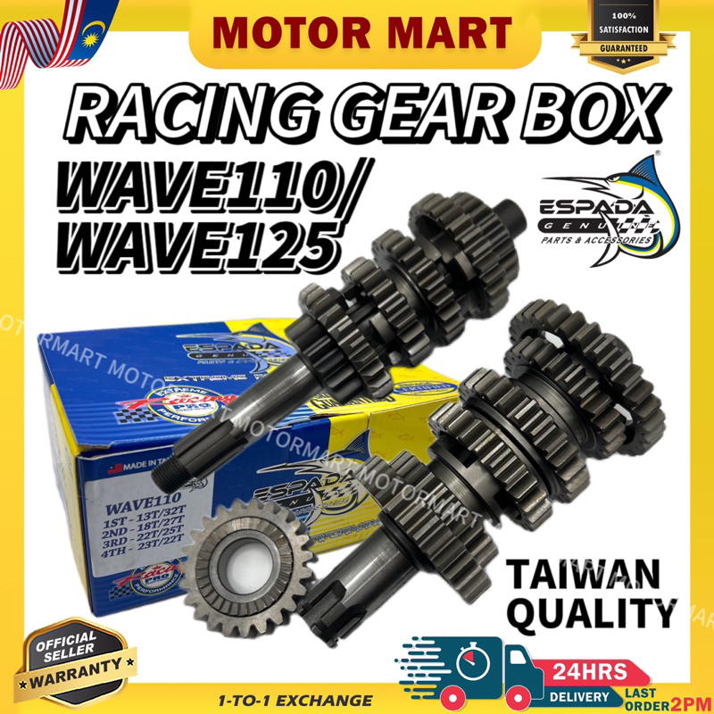 GEAR BOX SET RACING HONDA EX5 / DREAM / WAVE125 / WAVE110 100% ORIGINAL ESPADA ( MADE IN TAIWAN ...