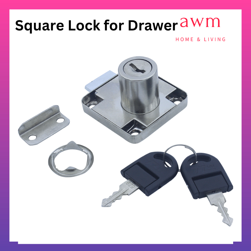 AWM Drawer Lock Cabinet Door Lock Square Lock Kunci Laci Kunci Pintu ...