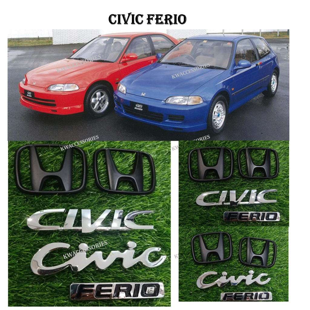 💥Sporty Set EG6 💥Honda Civic EK EG CIVIC FERIO Matte Black Emblem Honda ...