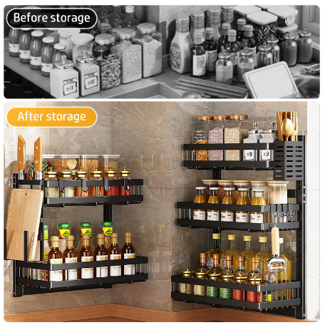 Stainless Steel Kitchen rack Spice Rack Storage Rack Rak RAK SIMPAN ...