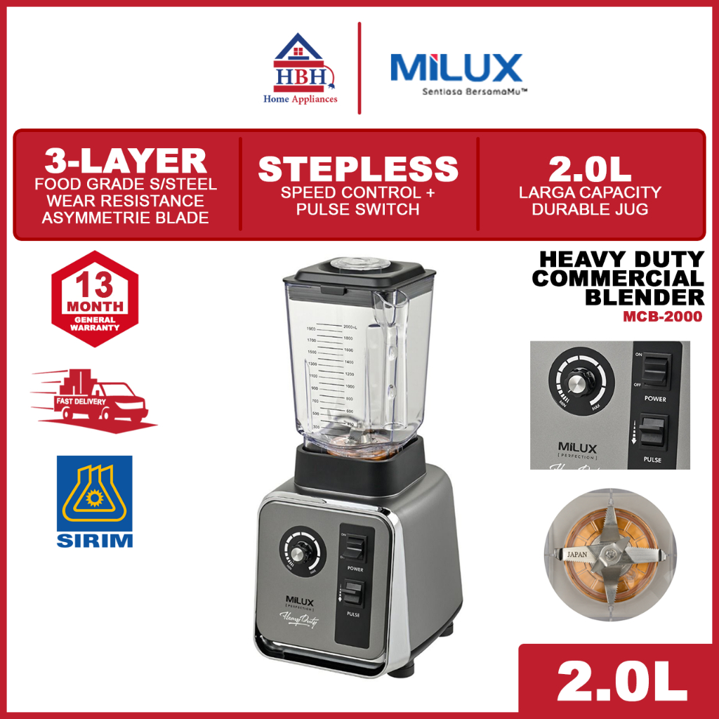 Milux MCB-2000 2L 1500W Heavy Duty Stepless Speed + Pulse SIRIM ...