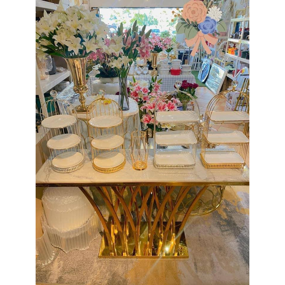 European bird cage iron art ceramic afternoon tea cake party wedding ...