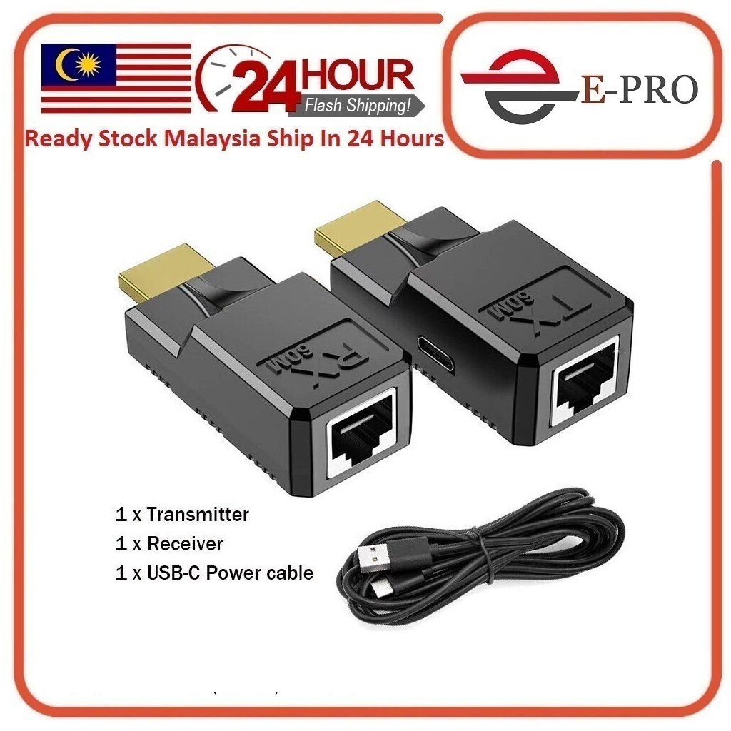 60M HDTV Extender over Cat6 Cat5e Ethernet cable 1080P HDMI to RJ45 ...