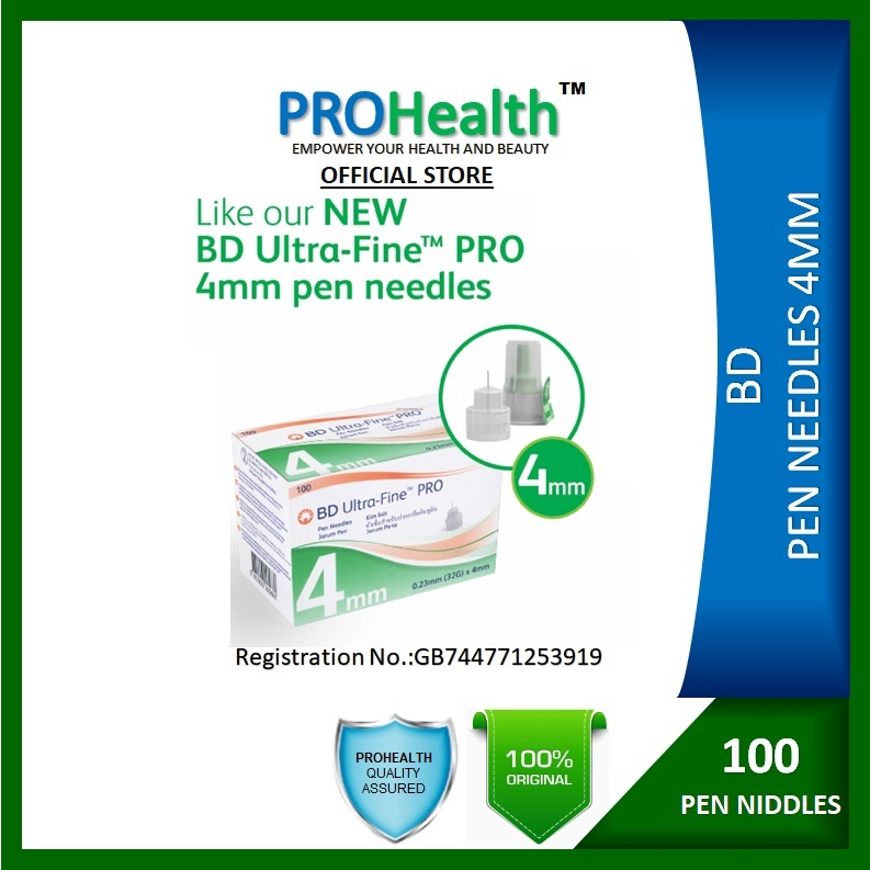 BD Ultra-Fine Pro Pen Needles 4mm (32G) 100S (1BOX)EXPIRY:09/2026 ...