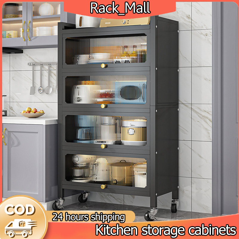 Multi-Layer Kitchen Storage Cabinet Floor Shelf With Door ...
