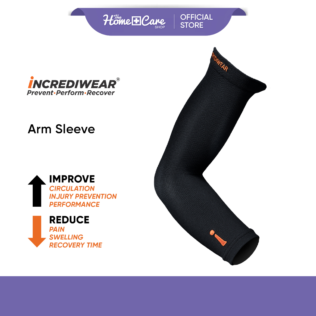INCREDIWEAR Arm Sleeve (Black) Guard Tennis Golfer Elbow Muscle Pain ...