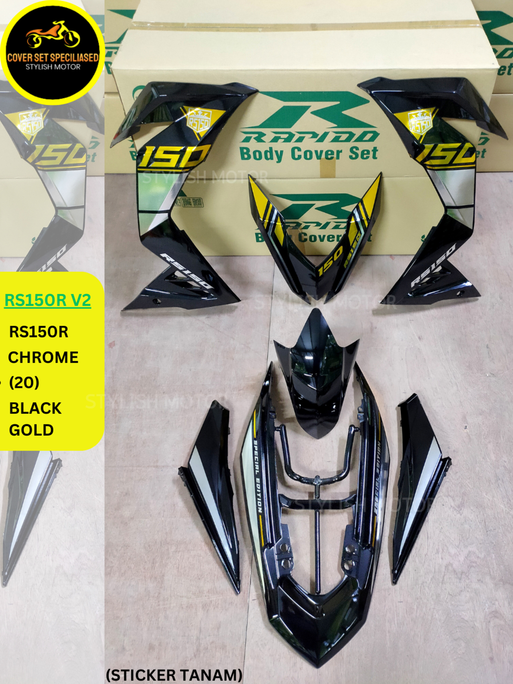 HONDA RS150 RS150R V1/V2 CHROME STICKER HIJAU LUMUT RAPIDO BODY COVER ...