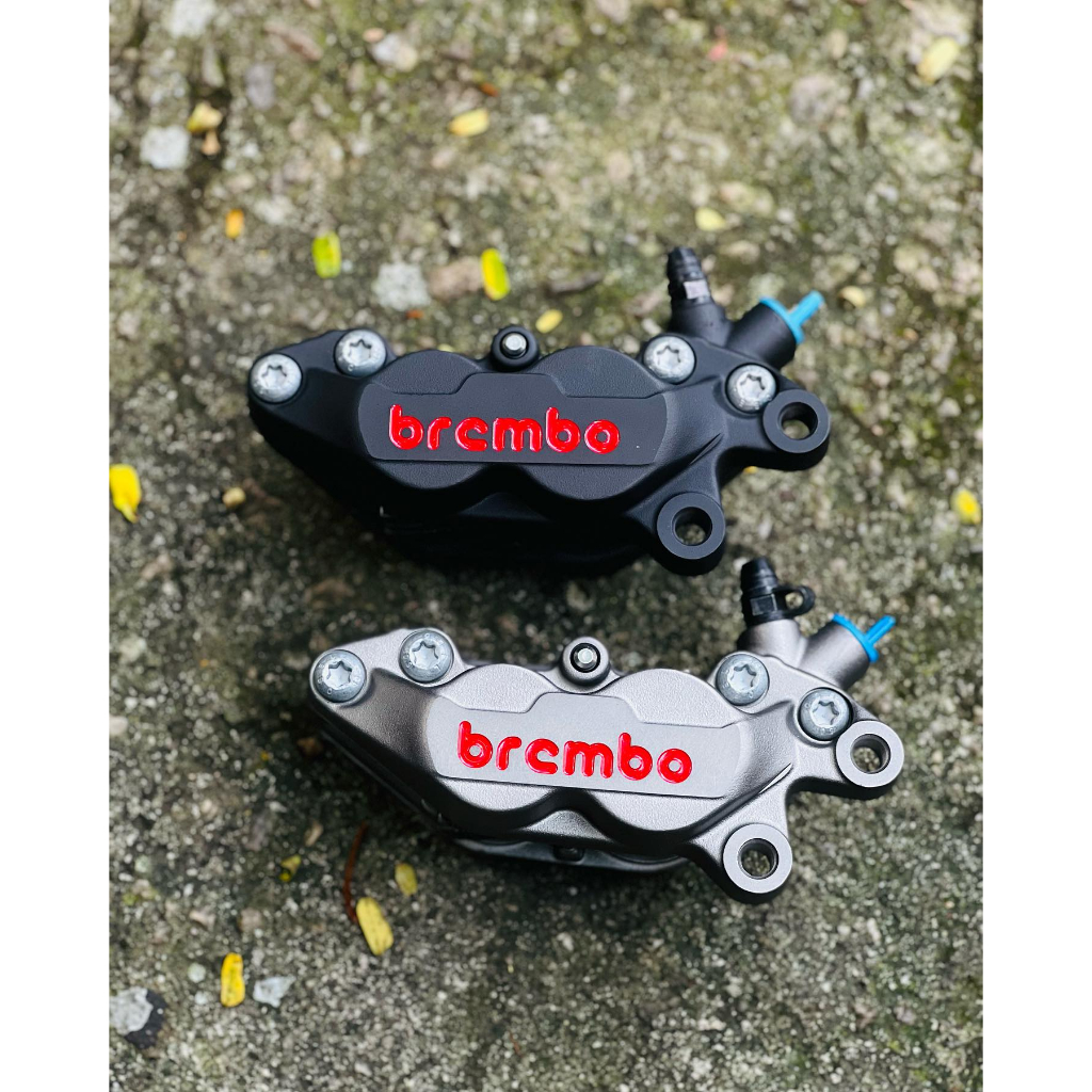 ITALY BREMBO P4 4POT WITH BRAKE PAD BLACK / GOLD / SILVER RED LOGO 100% ...