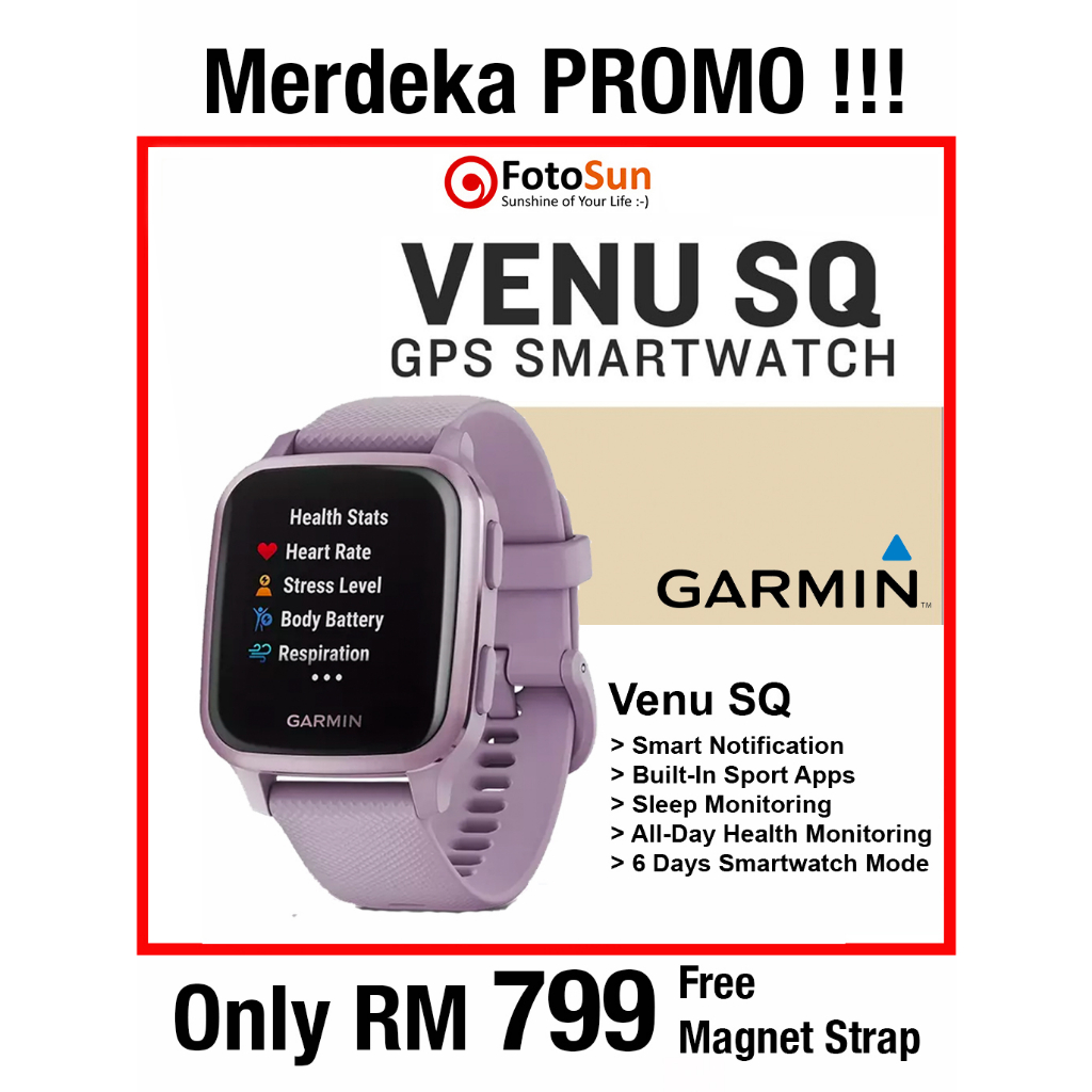 GARMIN VENU SQ (square) GPS smartwatch 1 year Garmin Malaysia Warranty | Shopee Malaysia