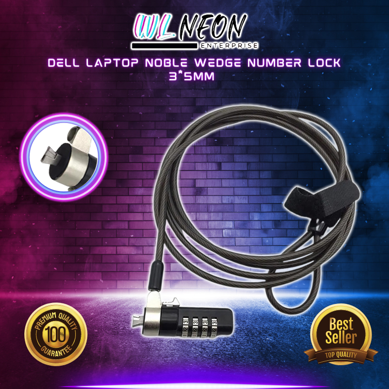 DELL NOBLE WEDGE 3*5MM NUMBER LOCK LAPTOP CABLE LOCK 1.8M | Shopee Malaysia
