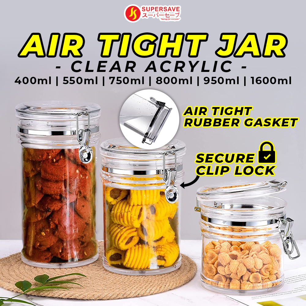 SUPERSAVE Sealed Buckle Clip Lock Food Storage Container Jar Plastic ...