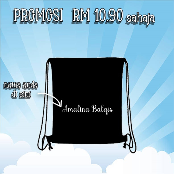 ( custom ) Beg jerut / drawstring bag canvas. Custom dengan nama anda ...