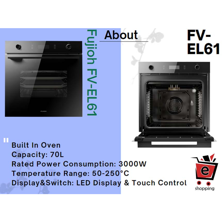 【Johor Bahru Free Shipping】Fujioh FV-EL61 70L 8 Functions Built in Oven ...