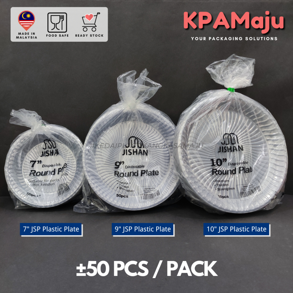 [50pcs] 7" / 9" / 10" Disposable Plastic Plate - Food Plate, Pinggan ...