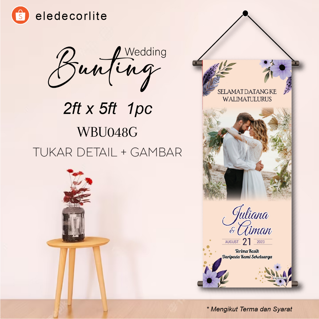 BUNTING KAHWIN 2 x 5/BANTING MAJLIS PERKAHWINAN/WEDDING BANNER/BANNER ...