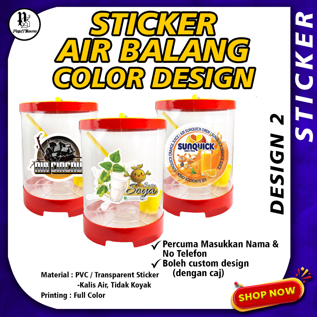 Sticker Air Balang V2 💥 Transparent atau PVC 💥 Kalis Air, Design Cantik ...
