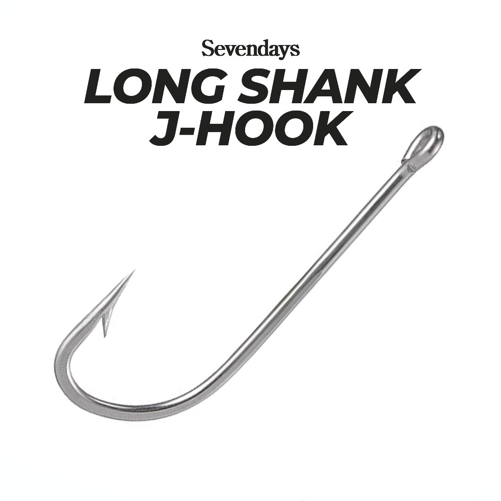 5pcs Long Shank J-Hook #1-#20 Fishing Tackle Mata Kail Panjang Pancing ...