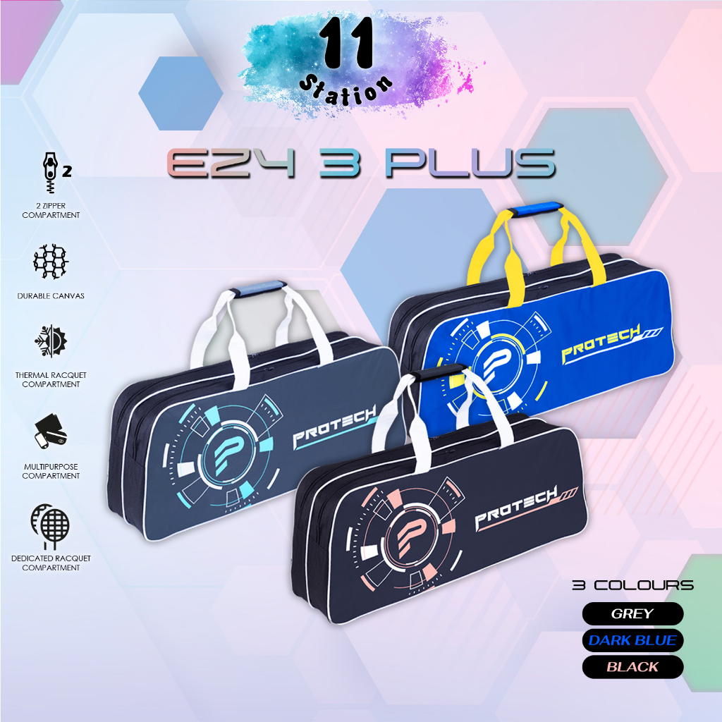 Protech 2 Zips Double Compartment Badminton Racket Bag with Thermal ...