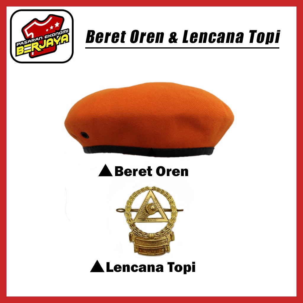 Beret Oren/Topi dan Lencana Topi Kadet Uniform Sekolah (READY STOCK) # ...