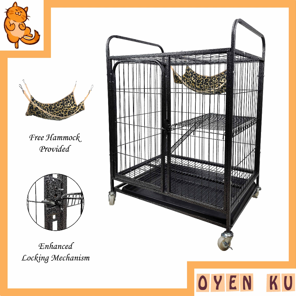Sangkar Kucing Premium 1 Tingkat/ 1 Level Solid Cat Cage Iron Pet Cage ...