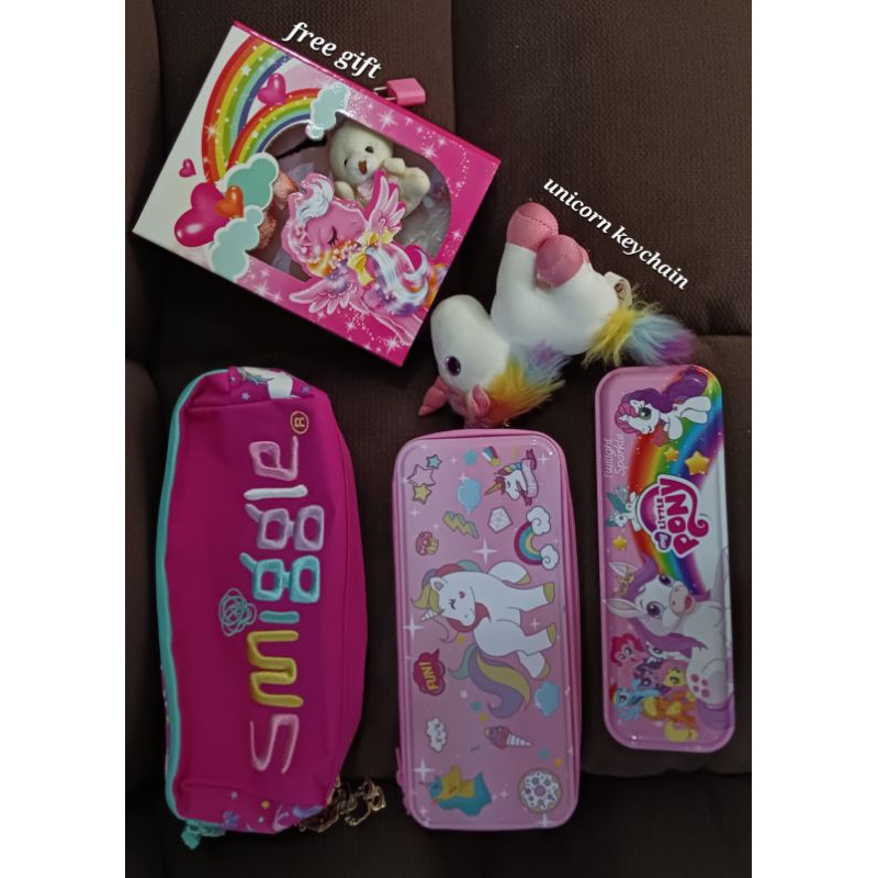 Pink stationary Smiggle pencil box unicorn keychain set | Shopee Malaysia