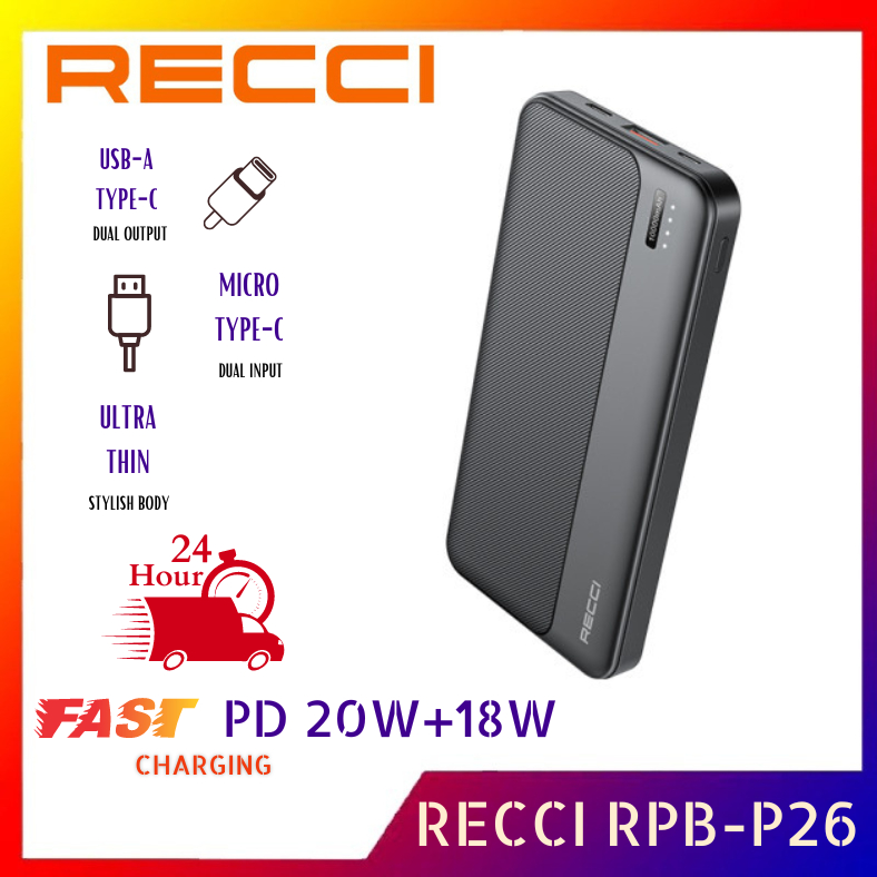 RECCI PD20W FAST CHARGING 10000MAH POWERBANK TYPE-C | Shopee Malaysia