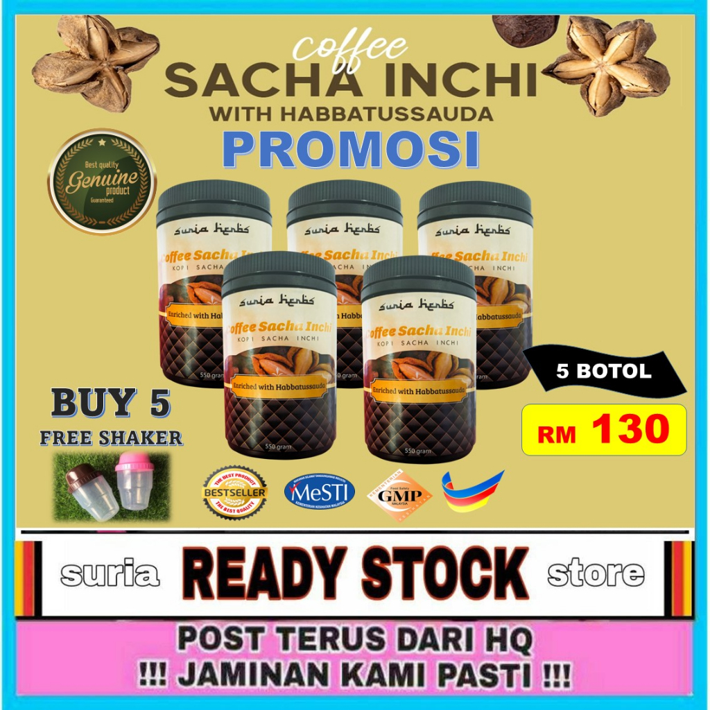 Kopi Sacha Inchi 550g BELI 5 FREE 1 Shaker Diperkaya Dengan ...