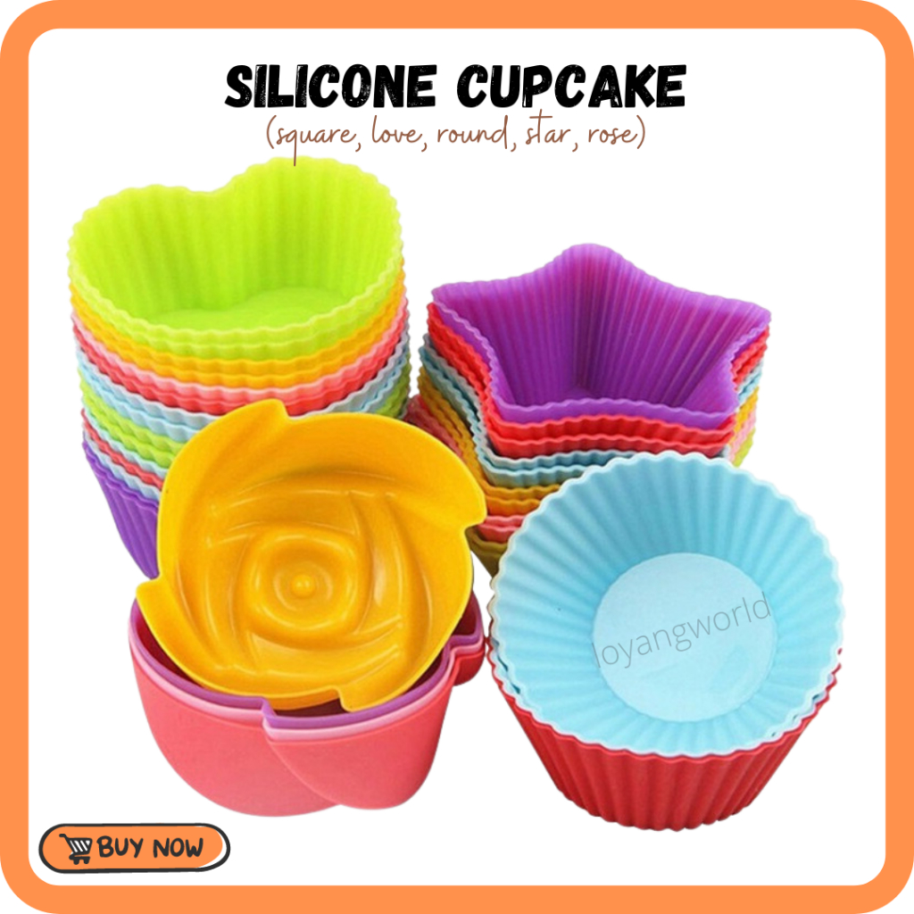 Reusable Mini Silicon Muffin Mold Star Rose Square Love Round Baking ...