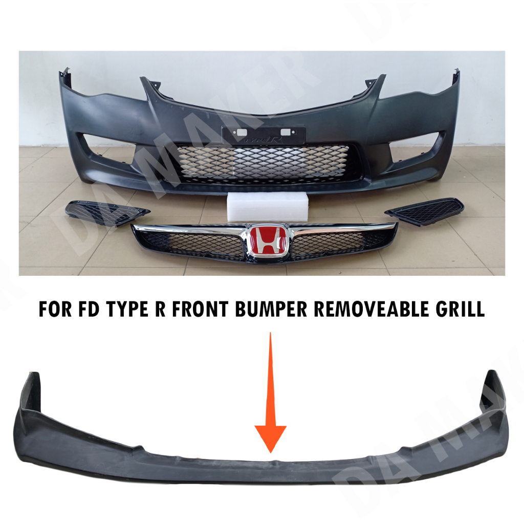 【Ready Stock】HONDA CIVIC FD FD2R TYPE R MUGEN FRONT SKIRT LIP PUR PU MATERIAL FOR BUMPER GRILL ...