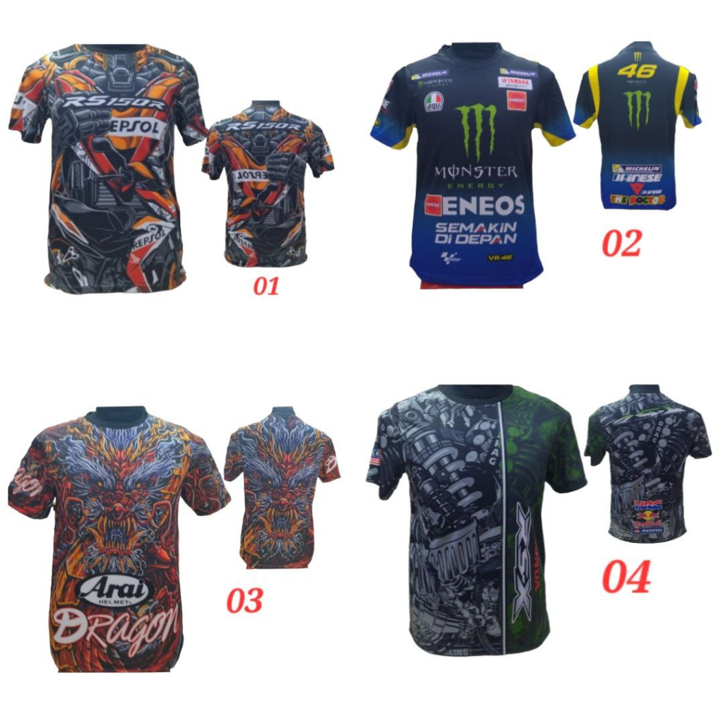 Short sleeve jersey Roundneck Baju motor rider | Shopee Malaysia