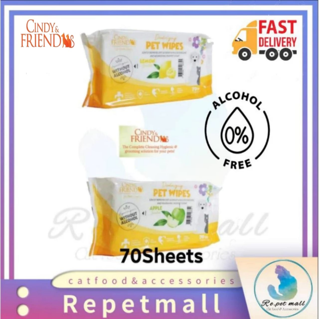 Cindy & Friend Wet Tissue/Pet Wipes( 70 Sheets )/ MEISHIYU PETS WET ...