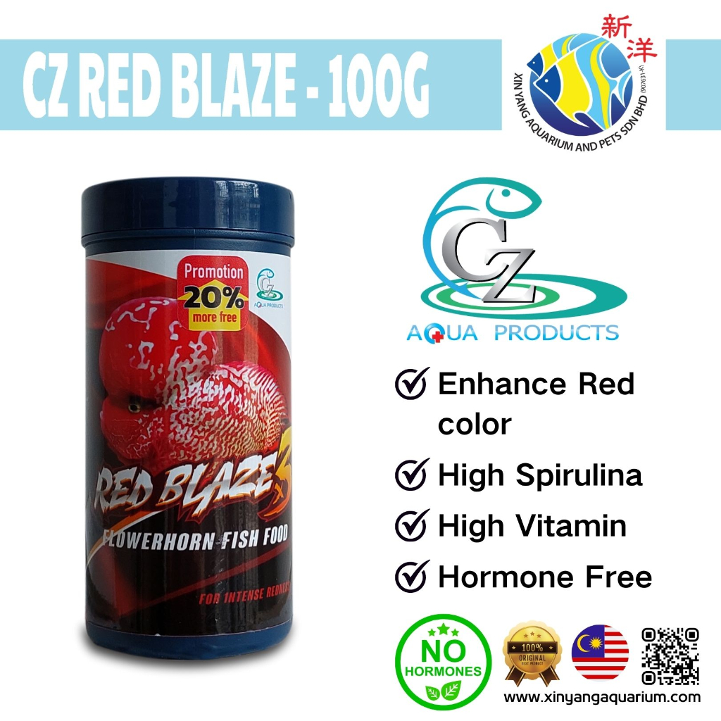 CZ AQUA RED BLAZE - 100G (PREMIUM FLOWERHORN COLOR ENHANCE FOOD, MAKE ...