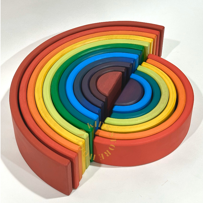 Large Wooden Rainbow Stacker l Rainbow Arch Stacker Building Blocks For ...