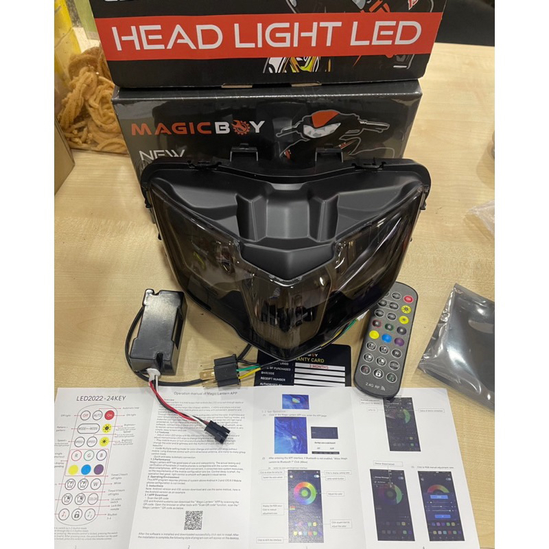MAGIC BOY ESPADA Y15 V2 S2 LED HEADLAMP LIGHT with app comes with multi ...