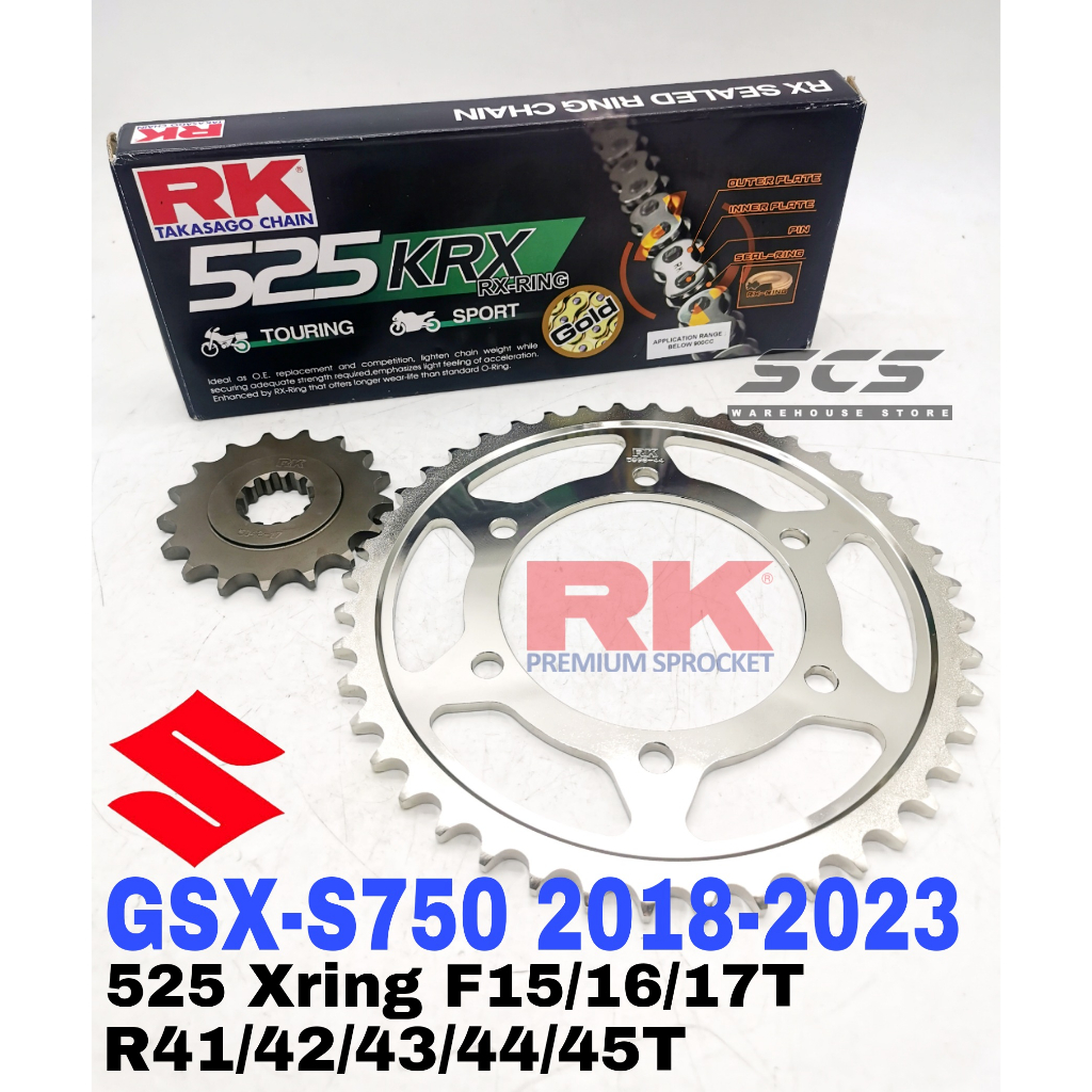 RK Sprocket Set SUZUKI GSX-S750 2018 - 2024 525 GB KRX X-Ring Black ...