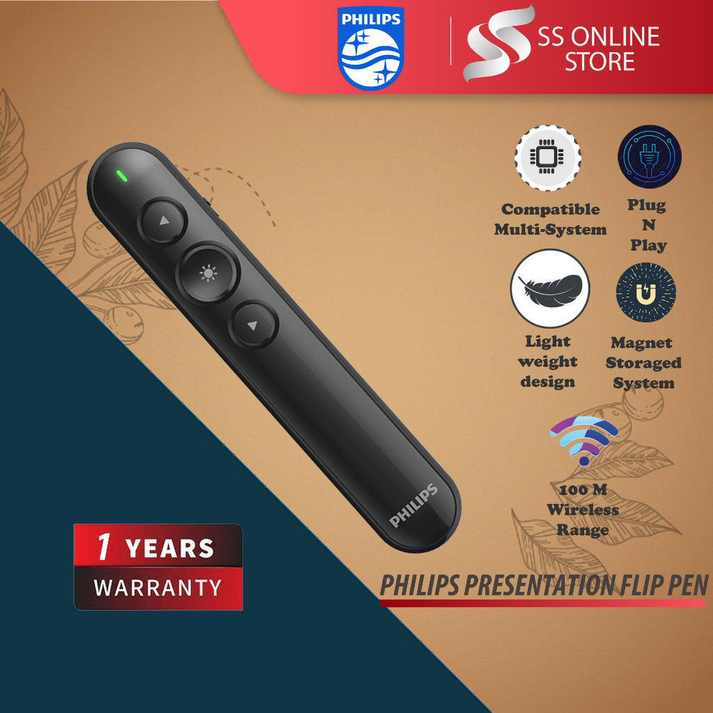 PHILIPS SPT9404 Wireless Presenter Pen Power Point Presentation Pointer ...