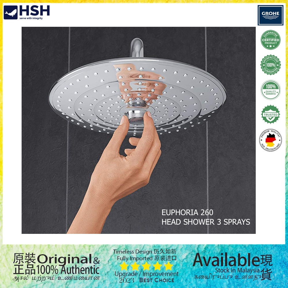 Original Germany GROHE 26455000 Euphoria 260 Head shower 3 sprays ...