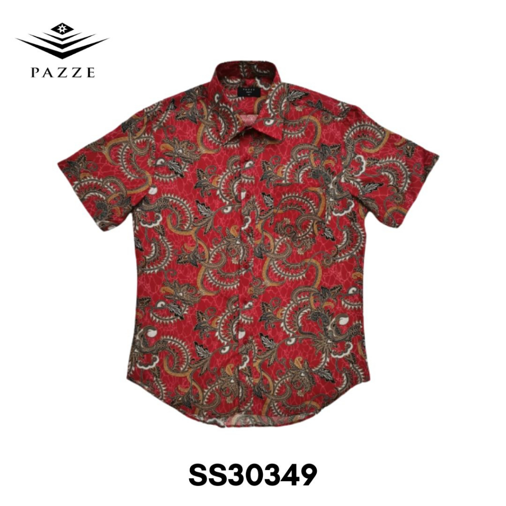 (COD READY STOCK) PAZZE Baju Batik / Floral Slim Fit Short Sleeve ...