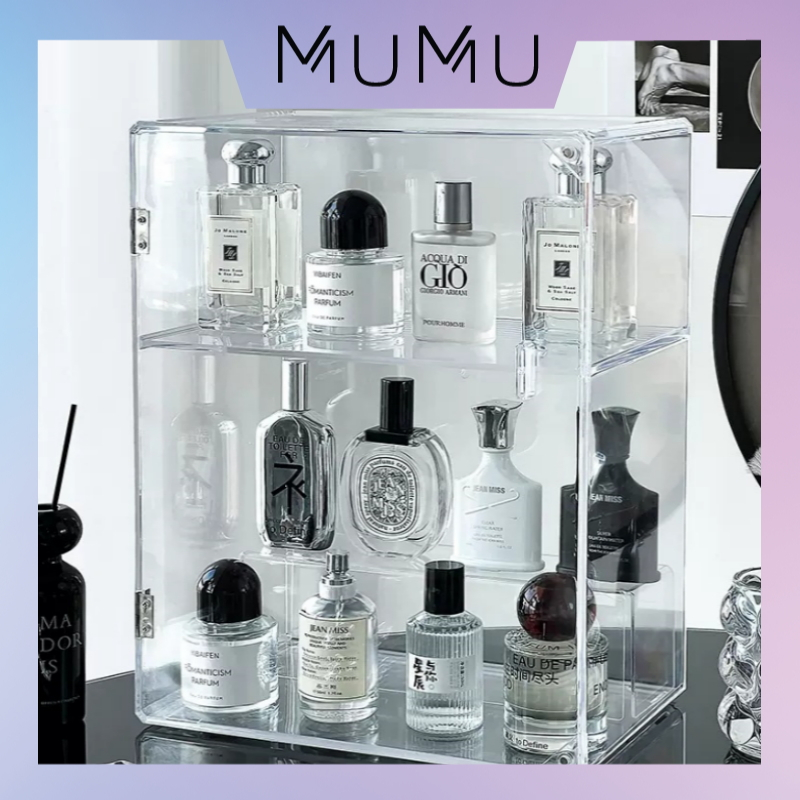 MUMU Style Premium Large 2 Tier Dustproof Perfume Storage Box Makeup ...