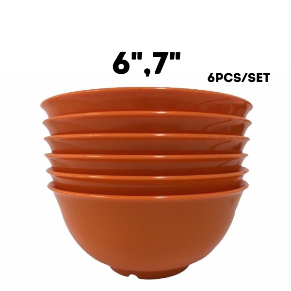 7" | 6" Plastic Bowl , Orange (6PCS/SET) | Shopee Malaysia